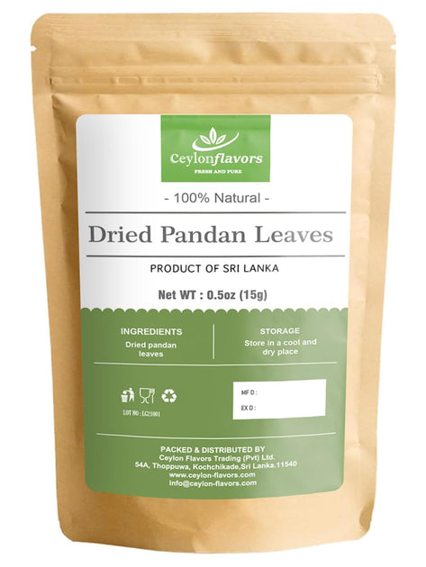 CEYLONFLAVORS FRESH AND PURE Naturally Grown Dried Pandanus Leaves fro ...